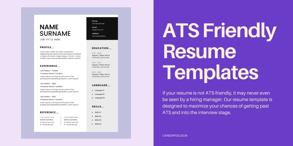 Get A 95% ATS Friendly Resume Templates – Land More Interviews - Career ...